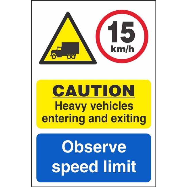 Caution Heavy Vehicles Exiting Observe Speed Limit Multi Message ... Caution Heavy Vehicles Exiting Observe Speed Limit Multi Message ...