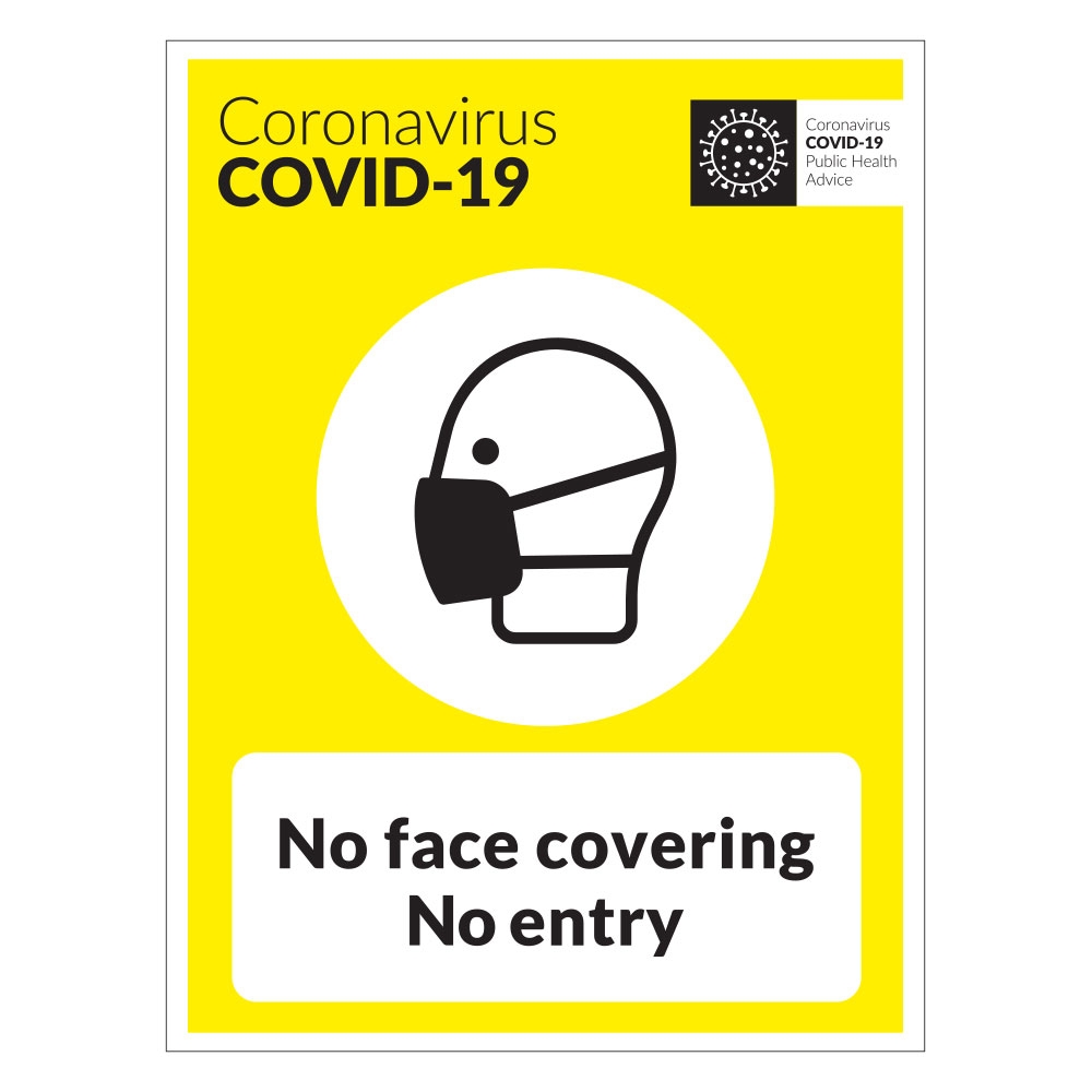 COVID-19 No Face Covering No Entry Sign