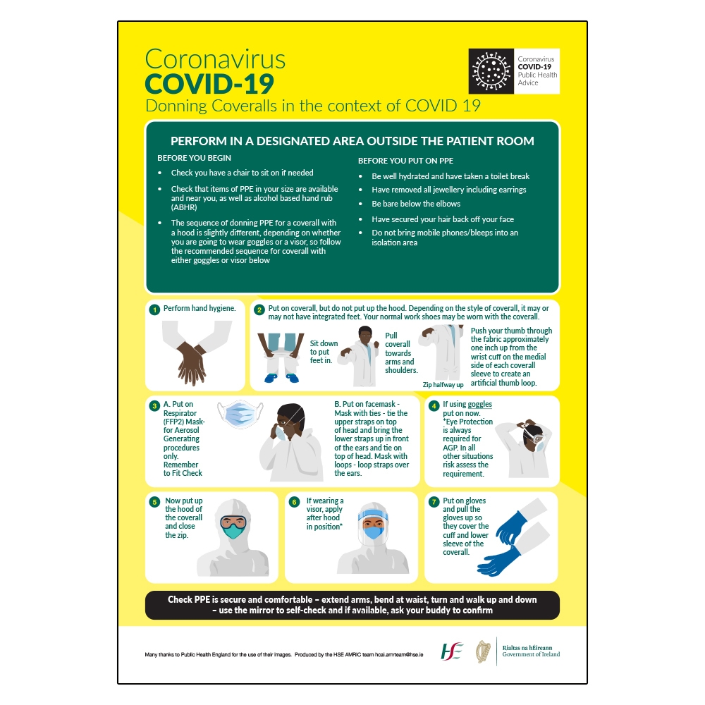 COVID-19 Donning Coveralls Sign