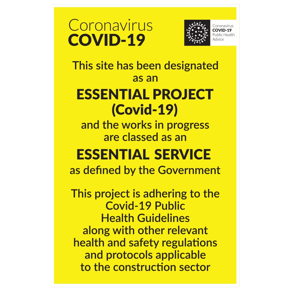 COVID-19 Essential Project Sign CIF Signage