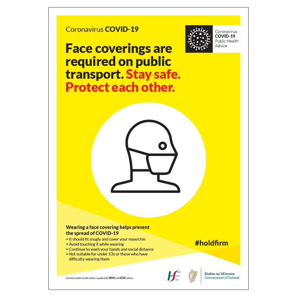COVID-19 Face Coverings Are Required On Public Transport Sign