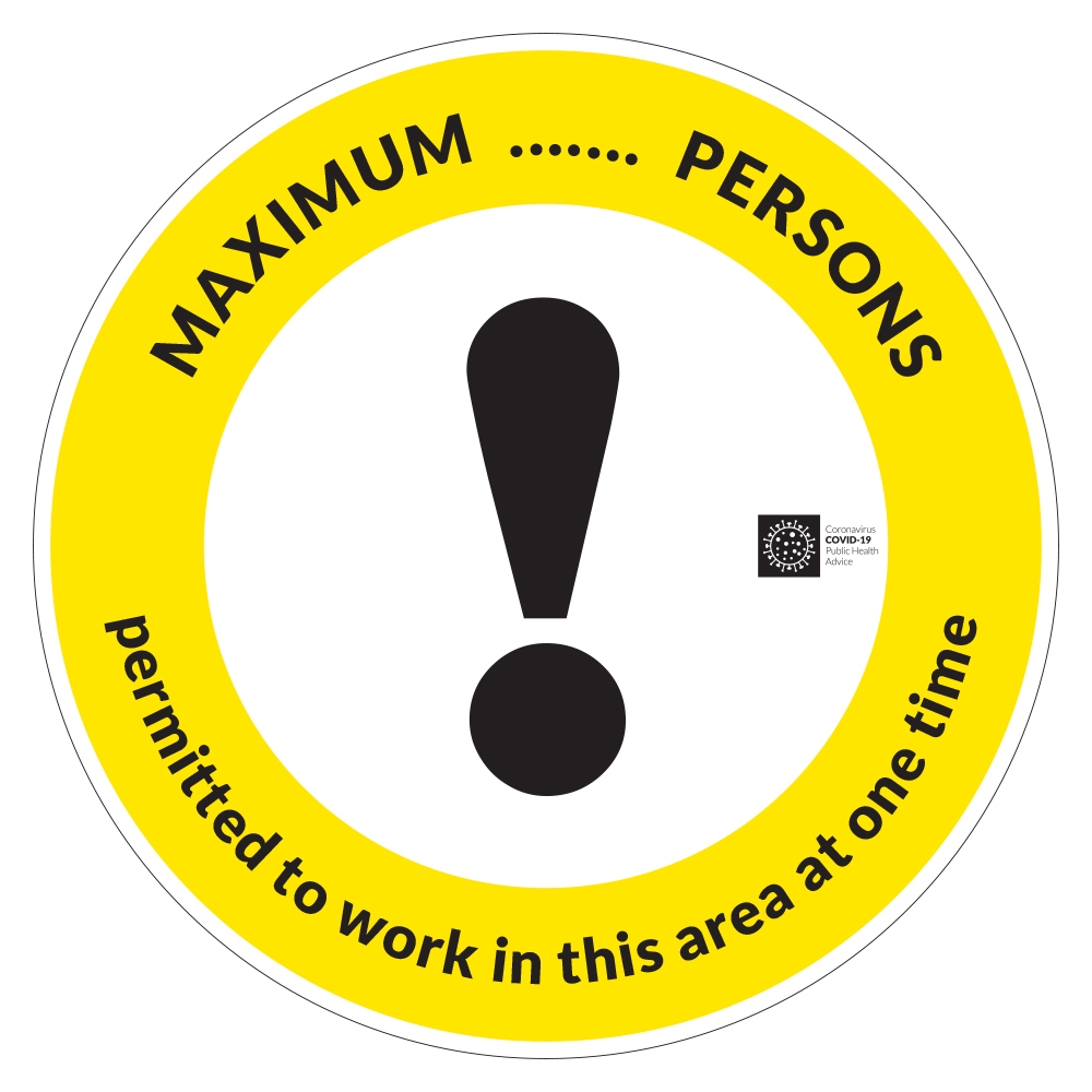 COVID-19 Max Persons Permitted To Work In This Area At One Time Hanging ...