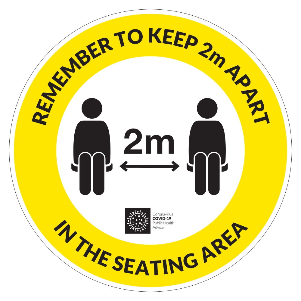 COVID-19 Remember To Keep 2m Apart In The Seating Area Hanging ...