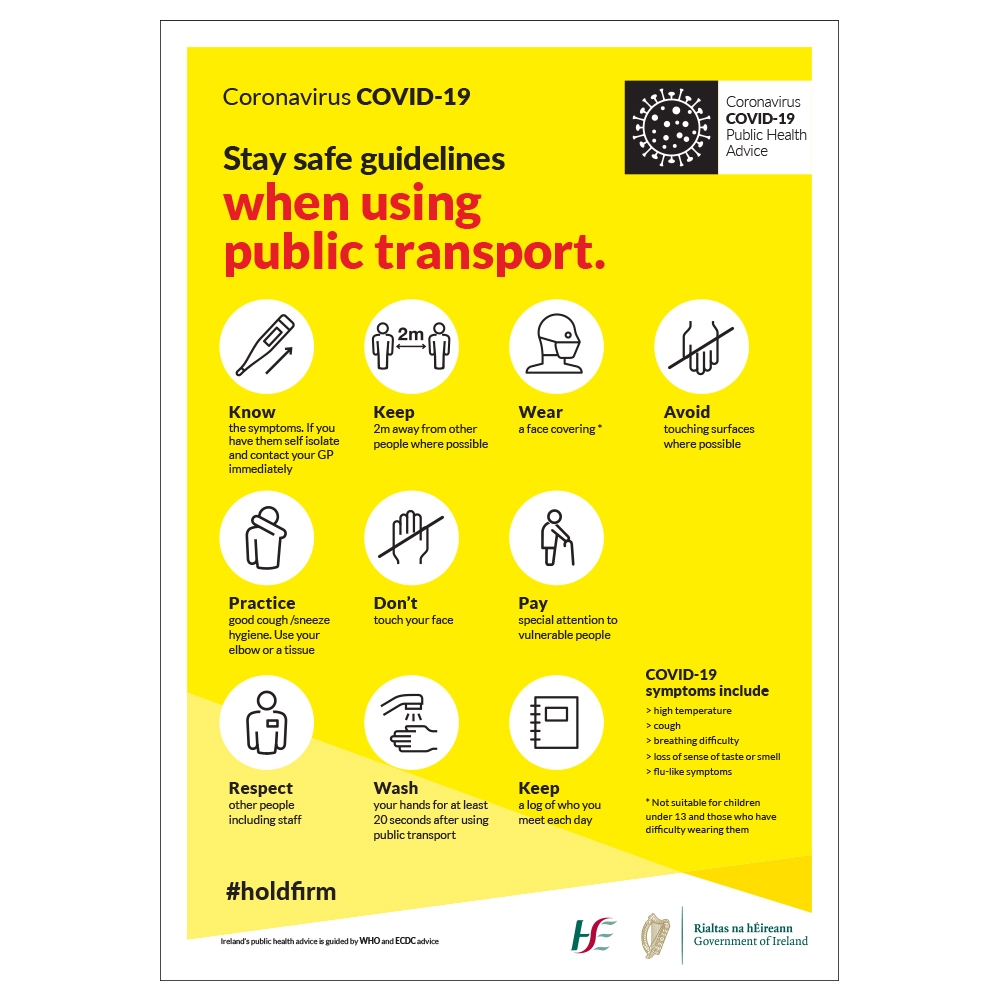 COVID-19 Stay Safe Guidelines When Using Public Transport Sign