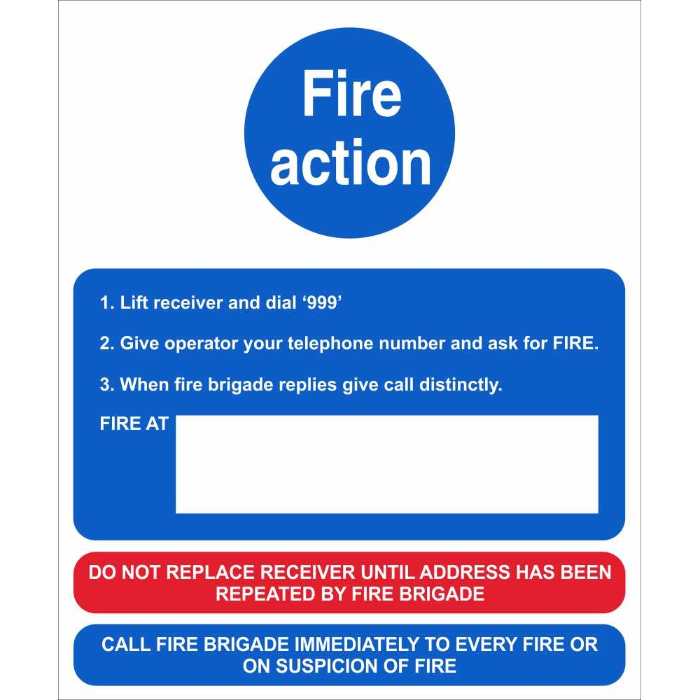 Lift Receiver And Dial 999 Signs | Fire Action Site Safety Signs