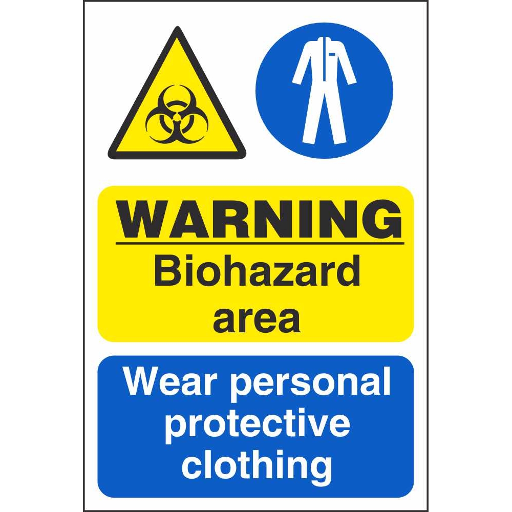 Warning Biohazard Area Wear PPE Signs | Dangerous Goods Safety Signs
