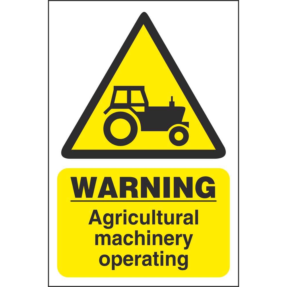 Warning Agricultural Machinery Operating Hazard Farm Safety Signs Warning Agricultural Machinery Operating Hazard Farm Safety Signs
