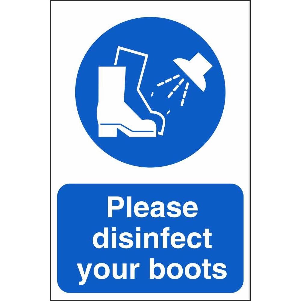 Please Disinfect Your Boots Farm Signs | Mandatory Farm Safety Signs