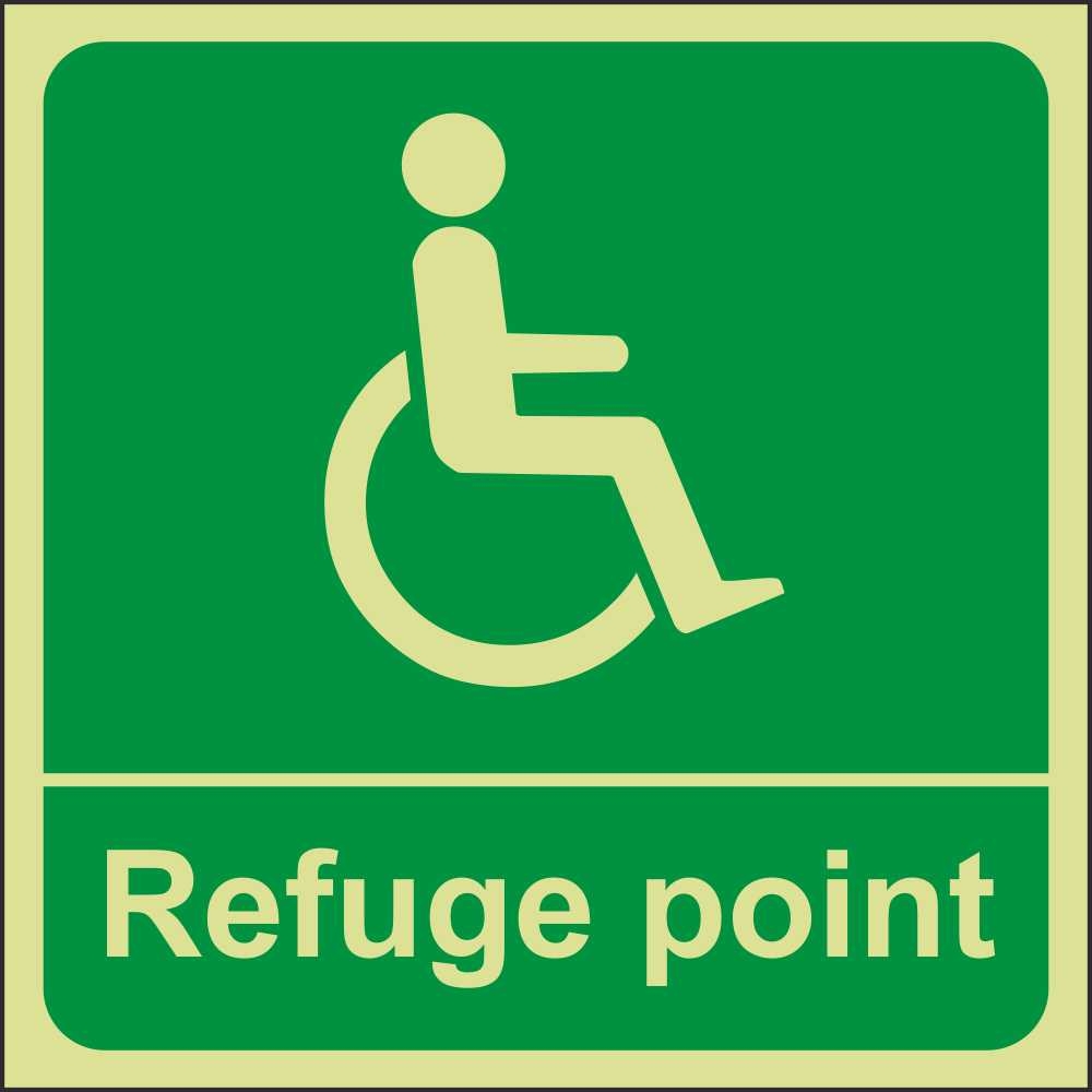 Refuge Point Signs | Photoluminescent Escape Fire Safety Signs Ireland