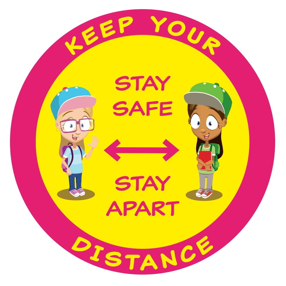 COVID-19 School Keep Your Distance Floor Sticker Girls
