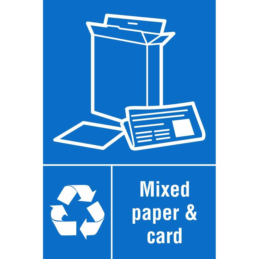 Mixed Paper & Card Paper Waste Recycling Signs Ireland