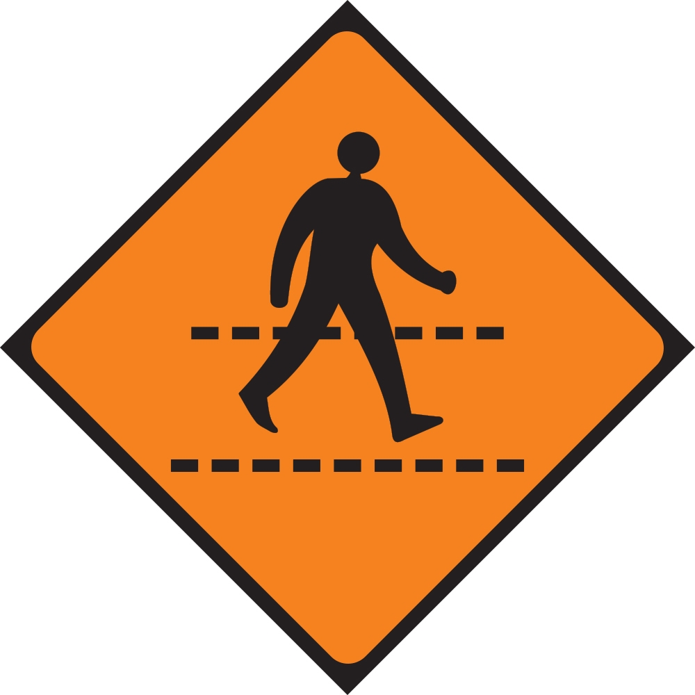 Temporary Pedestrian Crossing Roadworks Sign