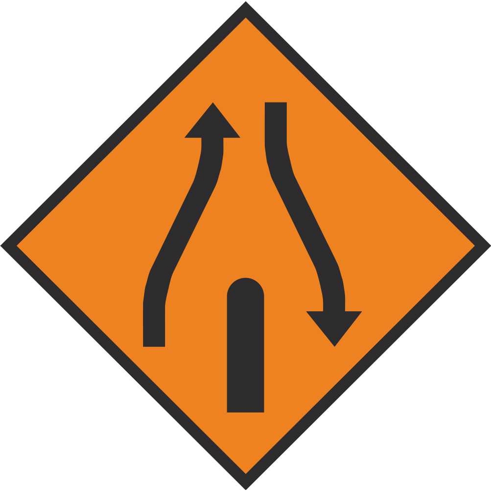 WK 019 End Of Central Reserve Or Obstruction | Roadworks Safety Signs