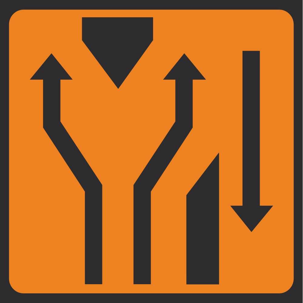 WK 020 Lanes Diverge At Crossover | Roadworks Safety Signs Ireland