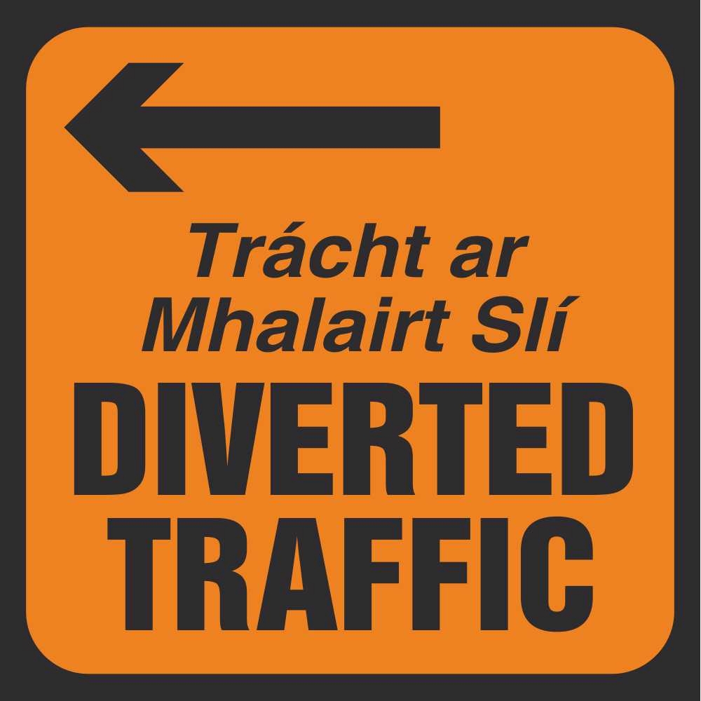 WK 091a Diverted Traffic (Left) | Roadworks Safety Signs Ireland