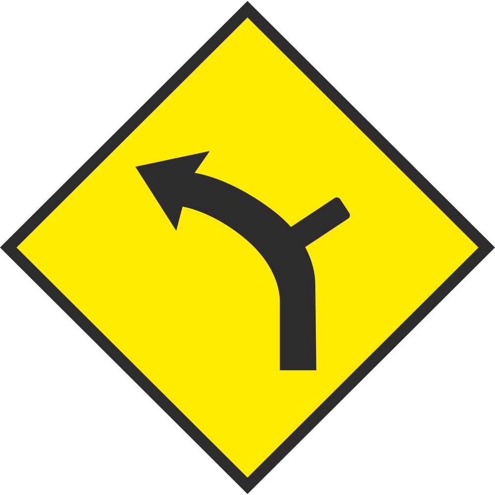 W 009L Side Road On Outside Of Left Bend | Road Warning Signs Ireland