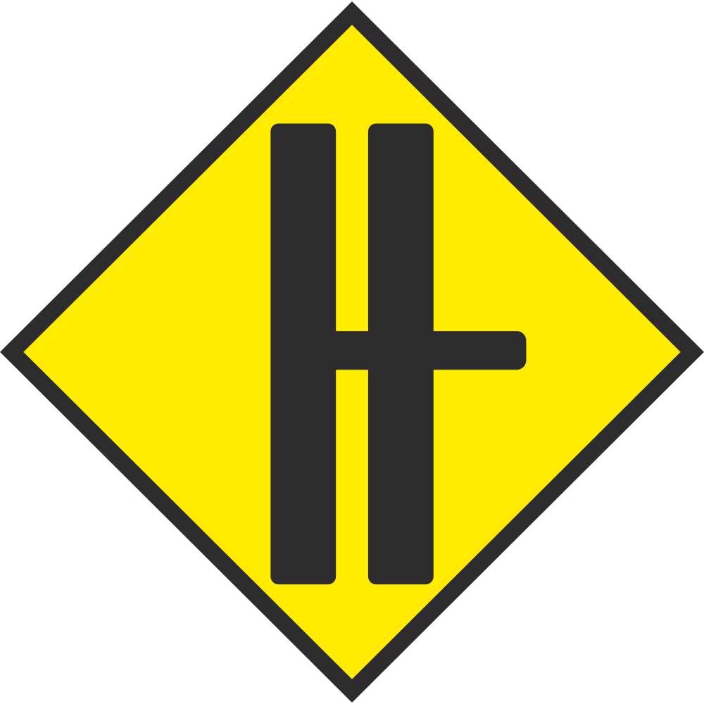 W 012R Side Road On Dual Carriageway Right (Central Reserve Break) Signs