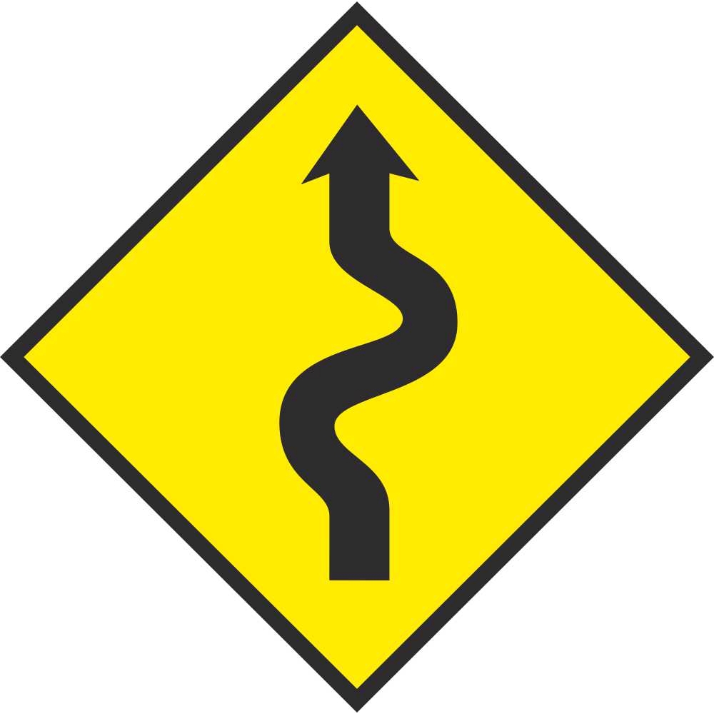 W 053L Series Of Sharp Bends Left | Road Warning Signs Ireland