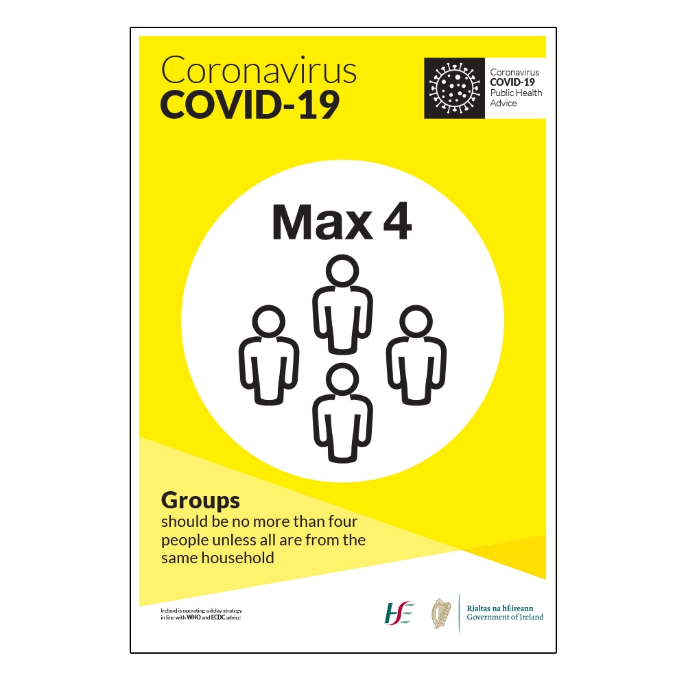 COVID 19 Max 4 Groups HSE Sign Coronavirus Business Signs