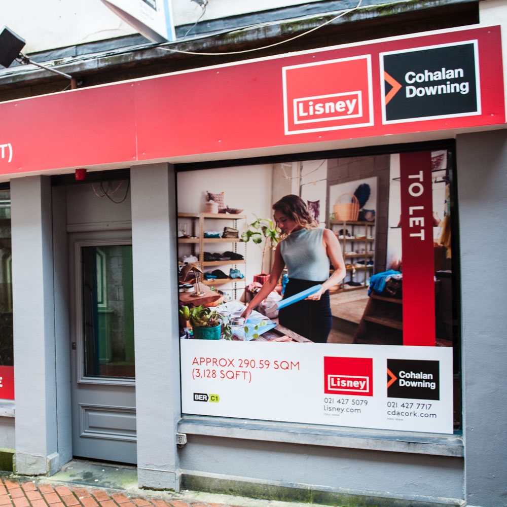 Vacant Unit Window Wraps | PD Signs Cork | Property Sale Window Graphics