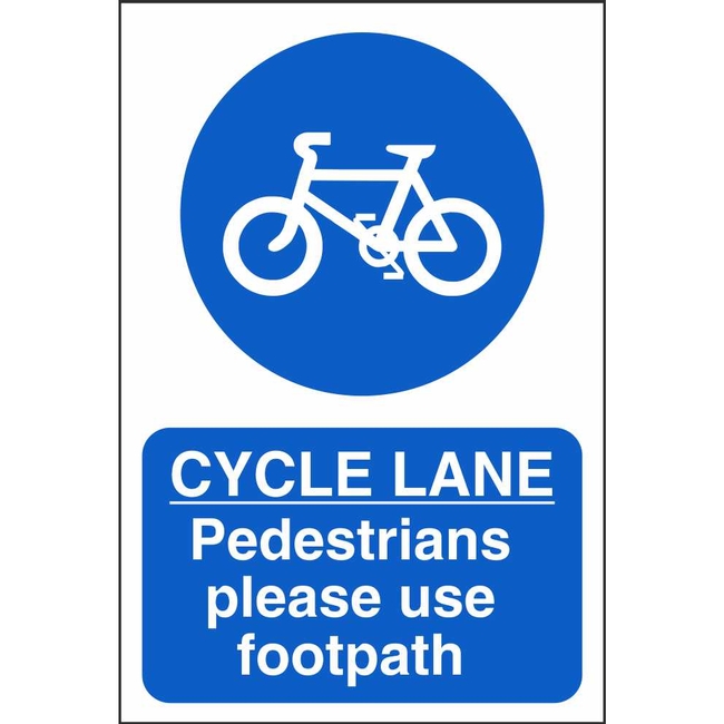 Cycle Lane Please Use Footpath Mandatory Signs | Community Safety Signs