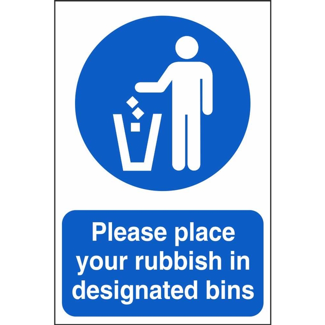 Please Keep Your Rubbish In Designated Bins Mandatory Community Signs