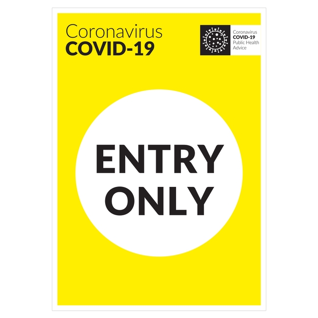 COVID-19 Entry Only Sign Coronavirus Cork