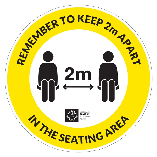 COVID-19 Remember To Keep 2m Apart In The Seating Area Hanging ...