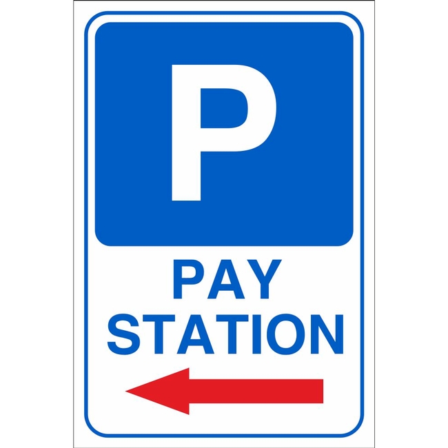 Pay Station (Self Adhesive Arrow) Signs | Car Park Information Signs