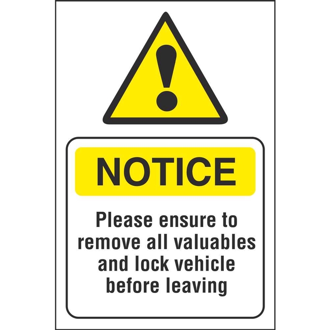 Please Ensure To Remove All Valuables And Lock Vehicle Before Leaving ...