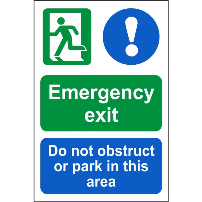 Emergency Exit Do Not Obstruct Or Park In This Area Car Park Notice Signs