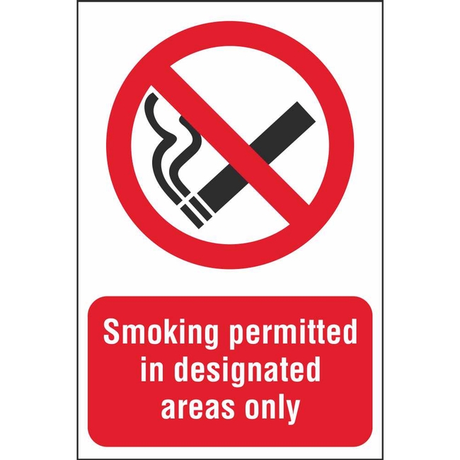 Smoking Permitted In Designated Area Prohibitory Construction Safety Signs