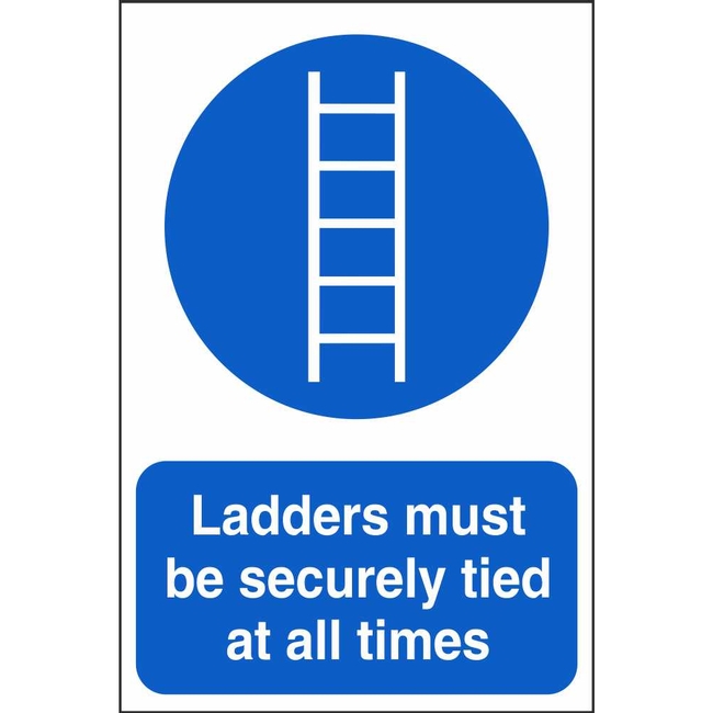 Ladders Must Be Securely Tied Mandatory Construction Safety Signs