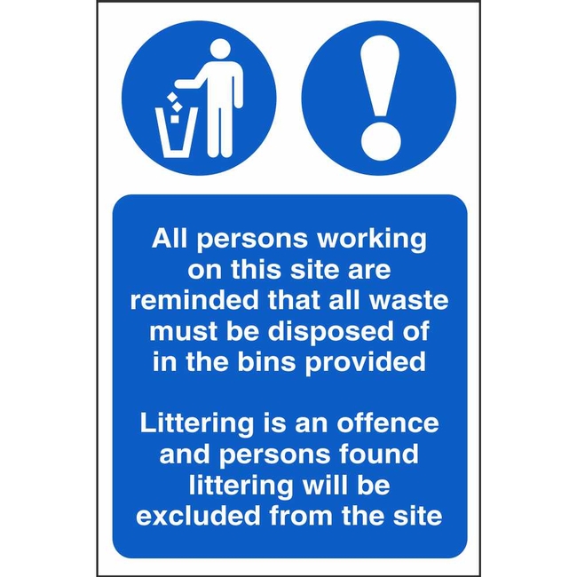Waste Reminder Signs | Mandatory Construction Safety Signs Ireland
