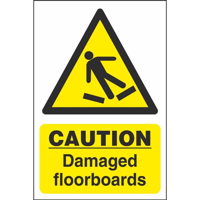 Caution Damaged Floorboards Signs | Hazard Construction Safety Signs