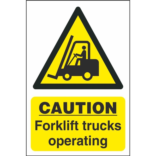 Caution Forklift Trucks Operating Signs | Hazard Construction Safety ...