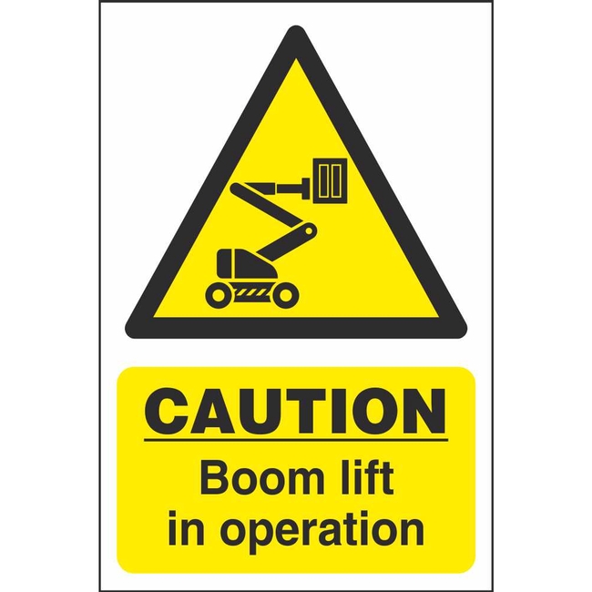 Caution Boom Lift In Operation Signs | Hazard Construction Safety Signs ...