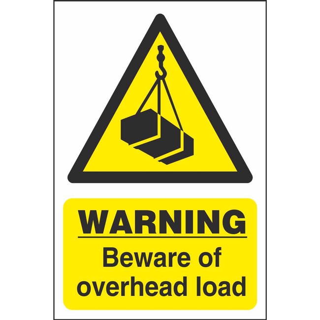 Warning Beware Of Overhead Load Hazard Construction Safety Signs