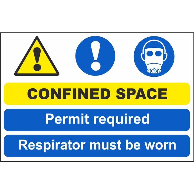 Confined Space Permit Required Respirator Must Be Worn Signs | Multi ...