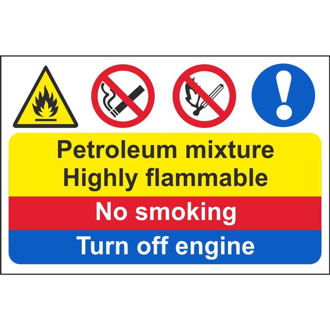 Petroleum Mixture Highly Flammable No Smoking Turn Off Engine Signs ...