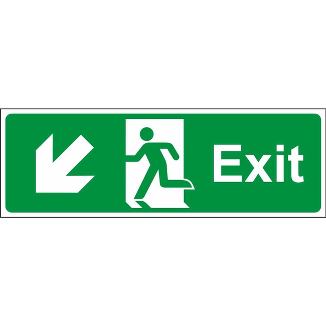 Arrow Down Left Exit Signs | Emergency Escape Site Safety Signs Ireland