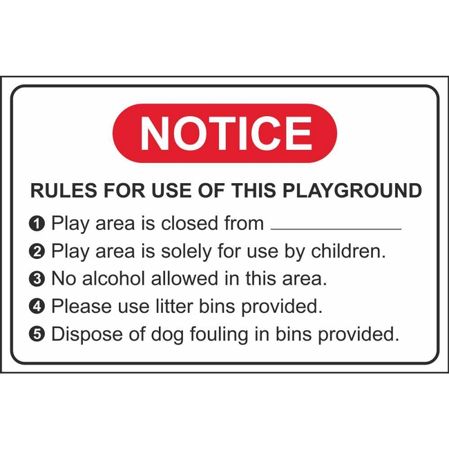 Rules For Use Of Playground Signs | Child Safety Notice Signs Ireland