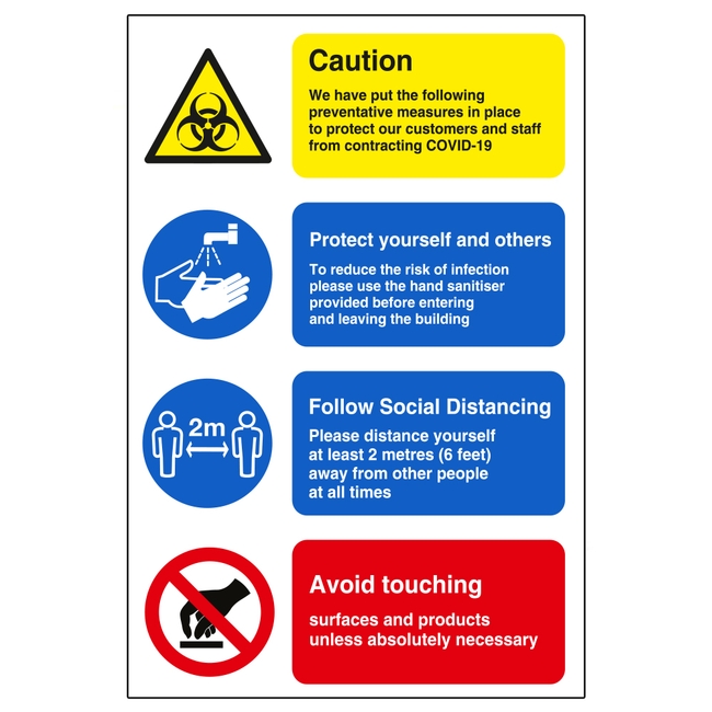 Caution Preventative Measures In Place Sign