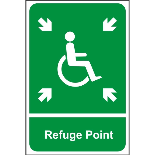 Refuge Point With Arrows Signs | Disability Refuge Point Safety Signs