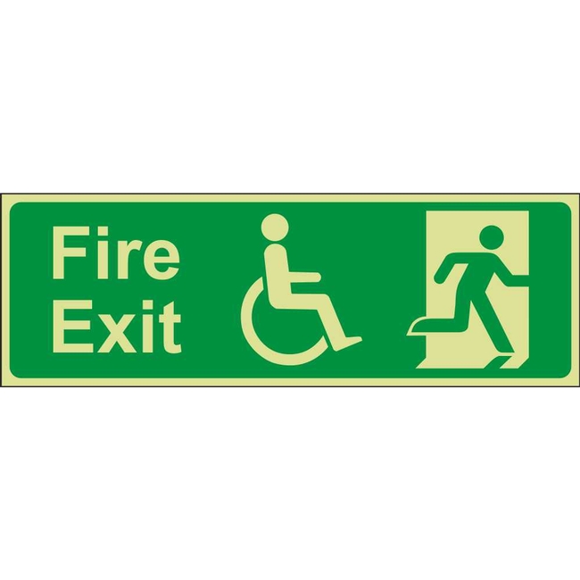 Fire Exit Wheelchair Access Right Photoluminescent Disabled Exit Signs