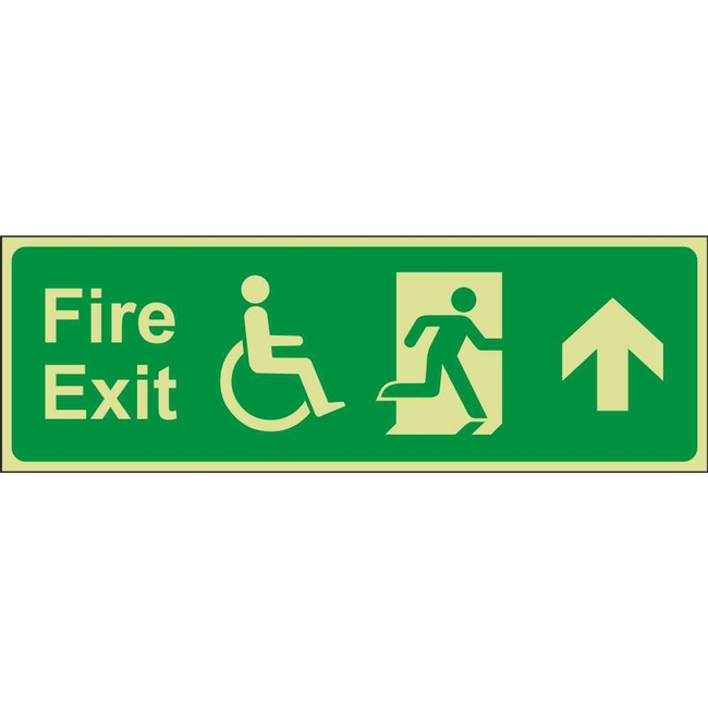 Fire Exit Wheelchair Up Arrow Photoluminescent Disabled Exit Signs