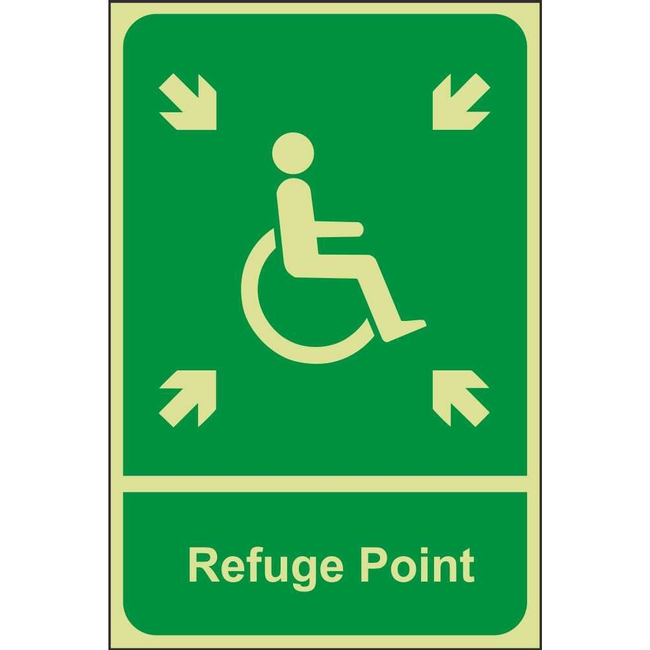 Refuge Point (With Arrows) Photoluminescent Disabled Refuge Point Signs