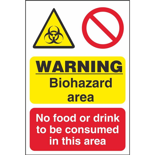 Biohazard Area No Food Or Drink Warning Signs | Dangerous Goods Signs