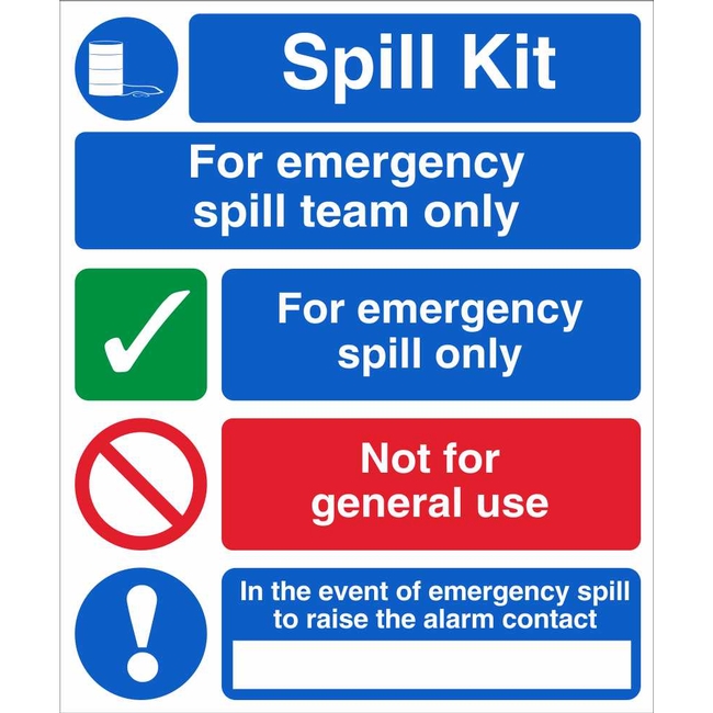 Spill Kit For Emergency Spill Team Only Dangerous Goods Safety Signs