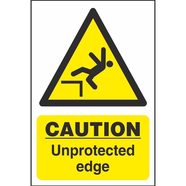 Caution Unprotected Edge Signs | Electrical Safety Warning Signs